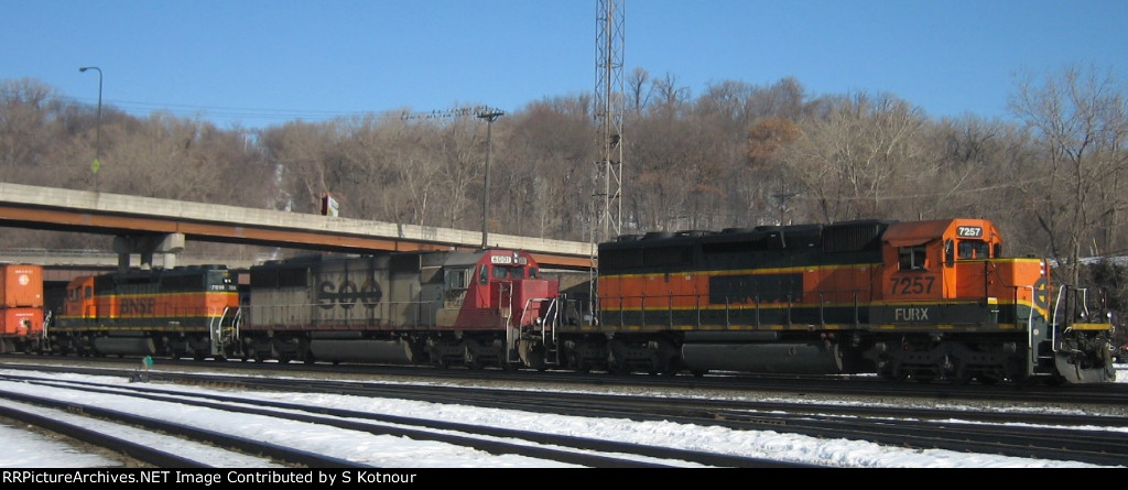 BNSF stack train headed to Chitown past St Paul Daytons Bluff in 2008.